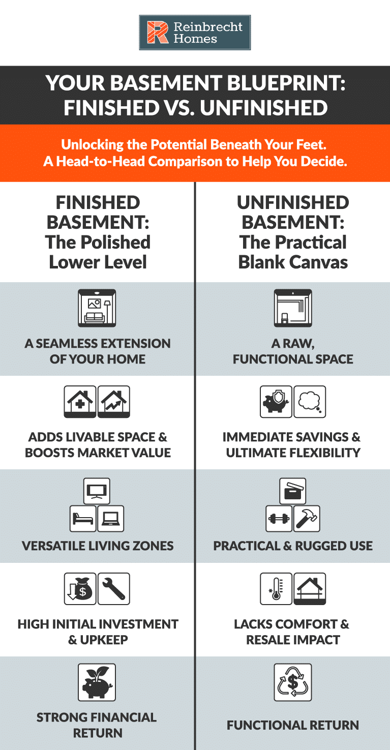 Key Insights on Finished Basements vs. Unfinished Options
